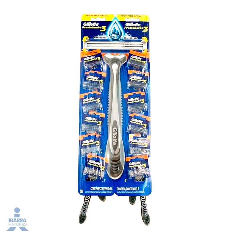rastrillo gillette prestobarba 3 exhibidor 10 pzas | Ibarra Mayoreo