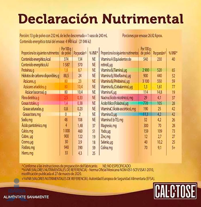 chocolate cal-c-tose bolsa 350 g | Ibarra Mayoreo