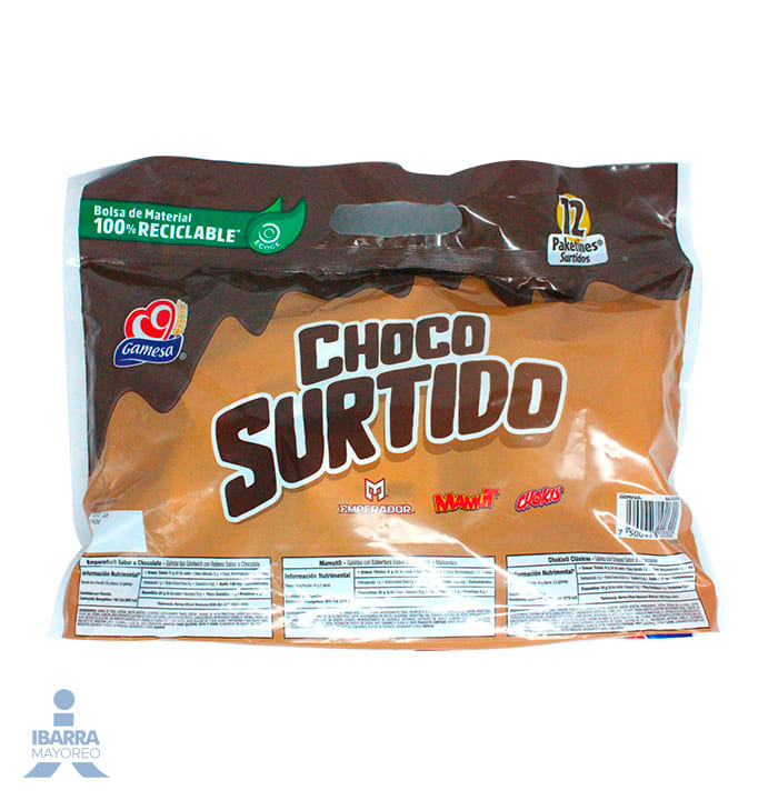 galletas gamesa choco surtido bolsa 12 pz | Ibarra Mayoreo