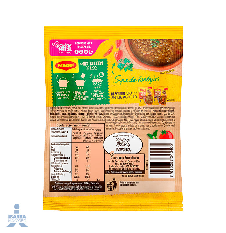 sopa maggi lentejas 90 g | Ibarra Mayoreo