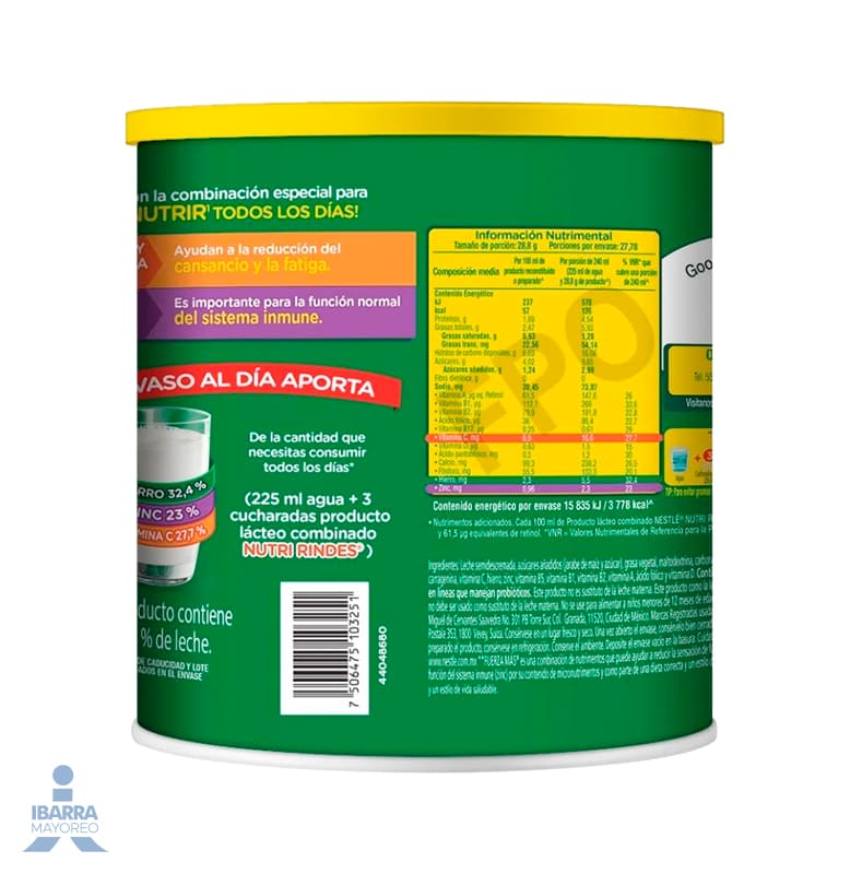 alimento lacteo nutri rindes lata 800 g | Ibarra Mayoreo